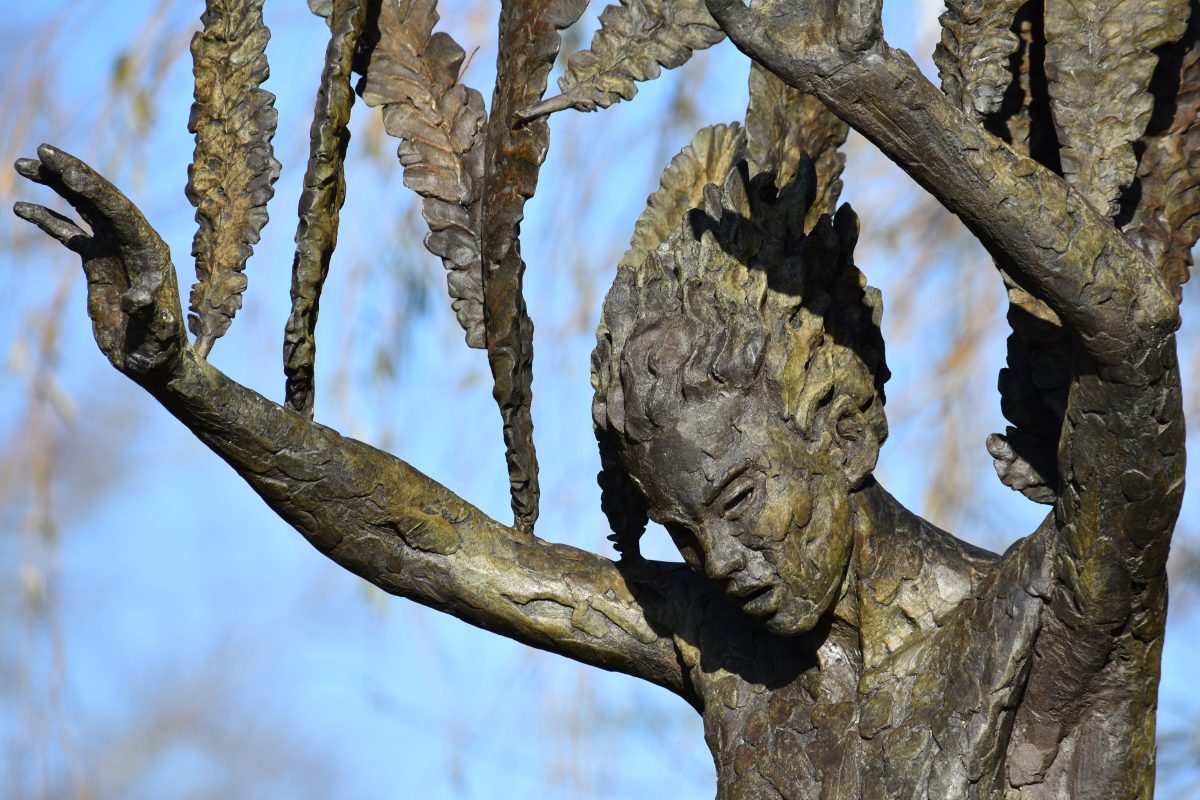 Icarus Fell (Amid Feathers) | Monumental Bronze Icarus Sculpture